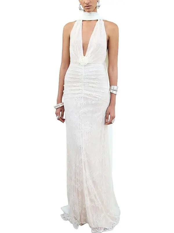 DE LA VALI Amora Backless Maxi Dress - Ivory