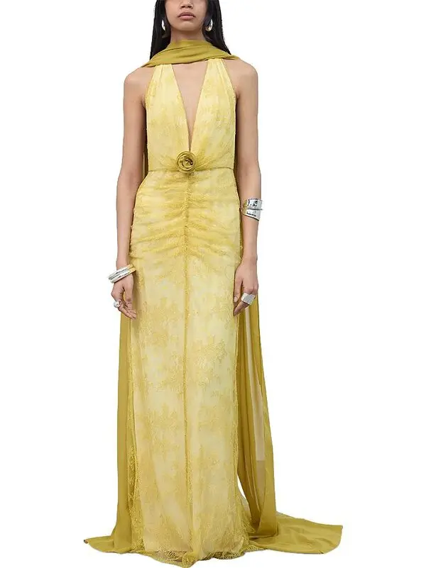 DE LA VALI Amora Backless Maxi Dress - Yellow