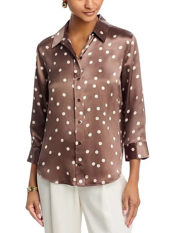 L'Agence Dani Silk Three Quarter Sleeve Blouse - Cardamome