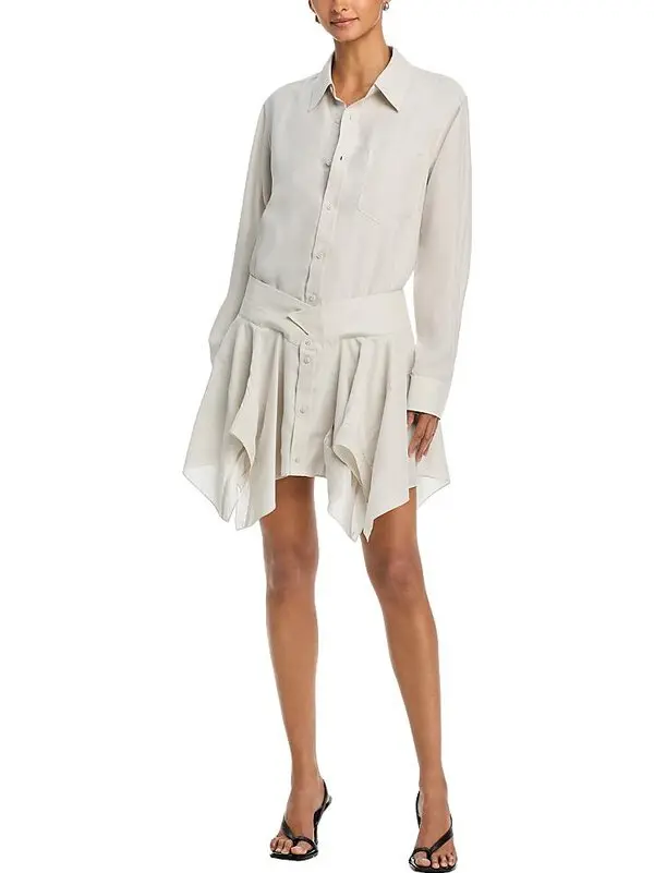 Alexander Wang Cut-off Double Shirt Dress - Ash White