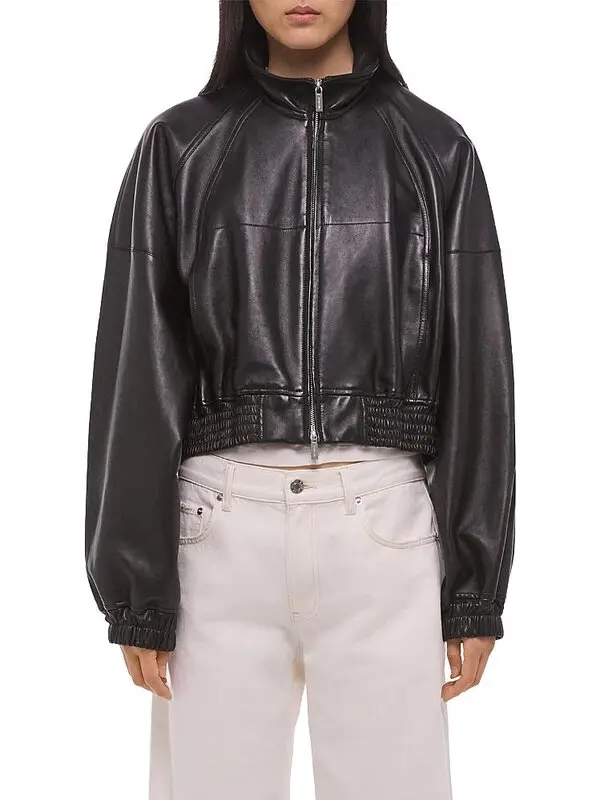Helmut Lang Bond Leather Bomber Jacket - Black/black