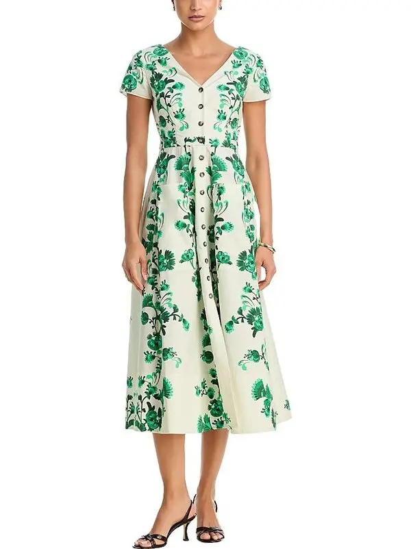 Saloni Floral Print Cotton Shirt Dress - Saffier Vines