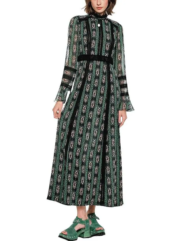Anna Sui Cameo Stripe Print Maxi Dress - Clover