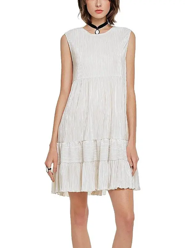 Anna Sui Plisse Babydoll Dress - Cream