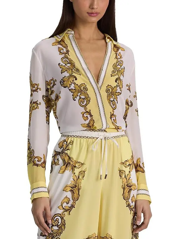 Alice + Olivia Willa Placket Top - Golden Coast