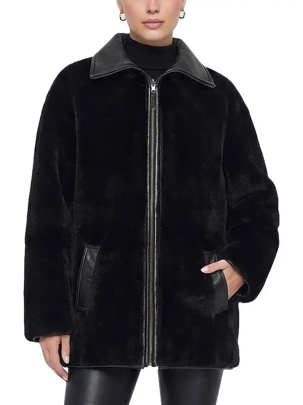 Gorski Shearling Lamb Reversible Parka - Black