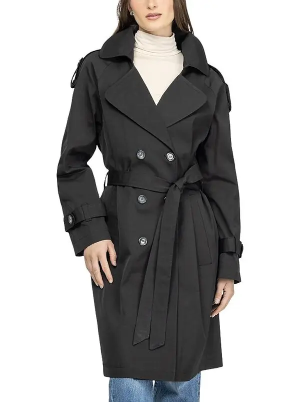 Gorski Lightweight Belted Trench Coat - Black