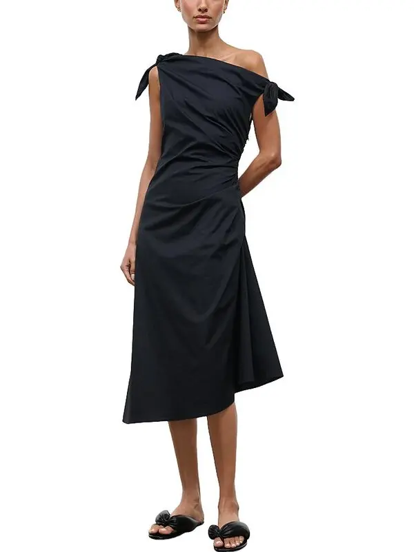 Staud Bellaria Tie Shoulder Dress - Black