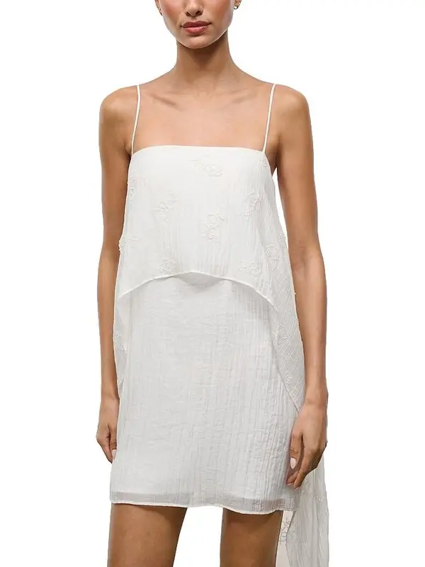 Staud Valencia Mini Dress With Embroidered Details - White