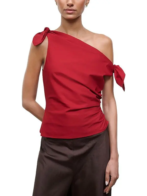 Staud Bellaria Top With Tie Detailing - Rouge