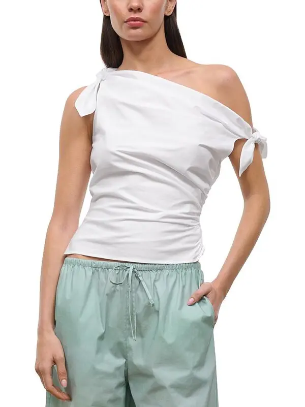 Staud Bellaria Top With Tie Detailing - White