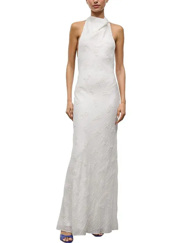Staud Roselle Cowl Neck Backless Dress - White