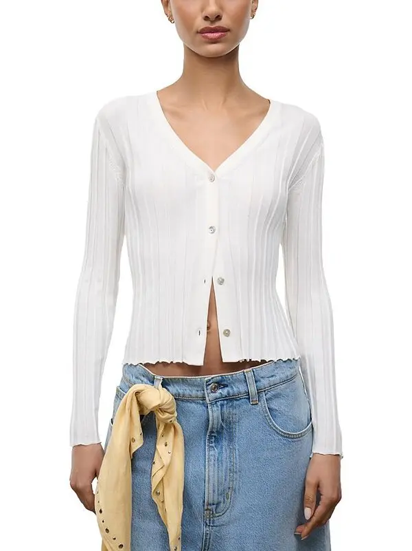 Staud Ezra Striped Cardigan - Ivory
