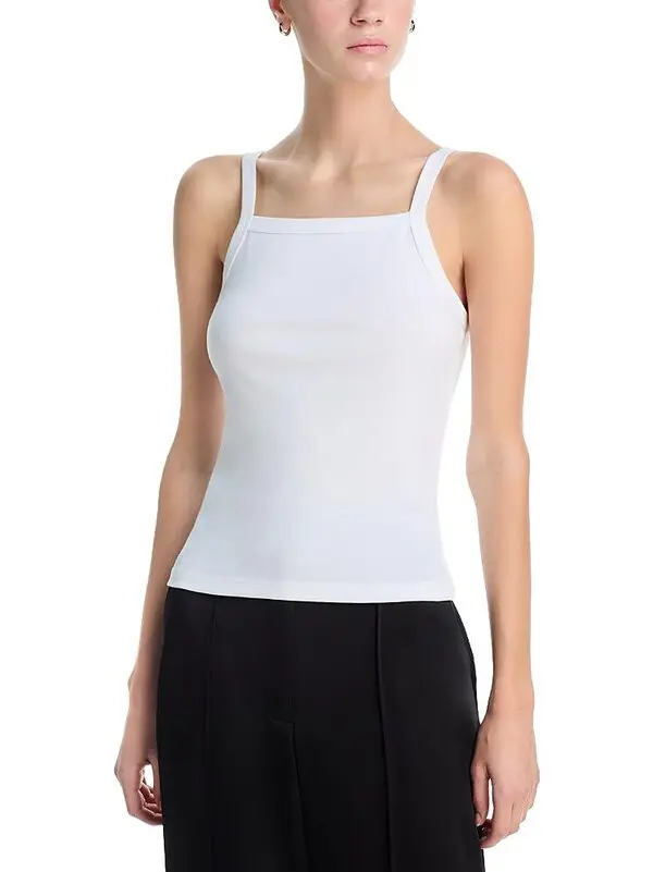 LESET Nando Square Neck Tank - White