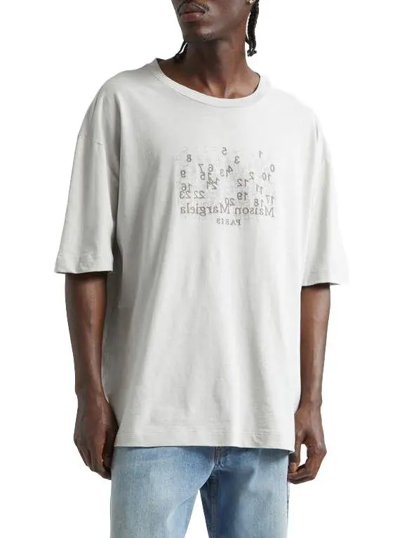 MAISON MARGIELA Numerical Logo Embroidered Graphic T-shirt - Pearl Grey