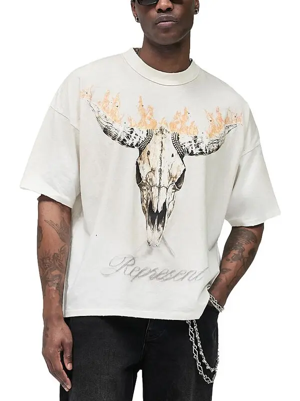 REPRESENT British Cowboys Logo Graphic Tee - Ecru