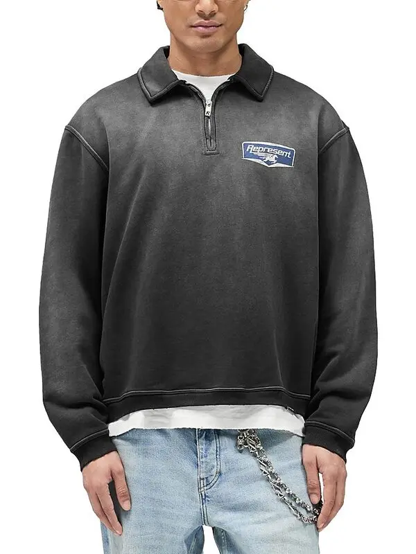REPRESENT Quarter Zip Logo Sweatshirt - Black