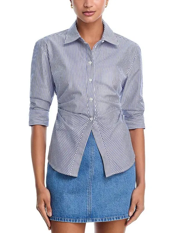 Tanya Taylor Winslet Bow Back Top - Blue/optic White