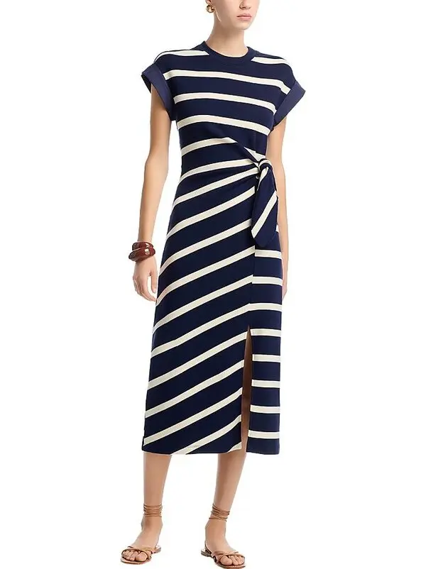 Tanya Taylor Kovi Striped Dress - Maritime Blue/cream Wide Stripe