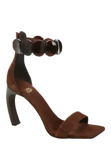 Jeffrey Campbell Palia Ankle Strap Sandal - Brown Suede Combo