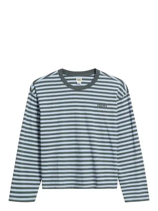 BDG URBAN OUTFITTERS Stripe Long Sleeve Boxy Top - Blue Stripe