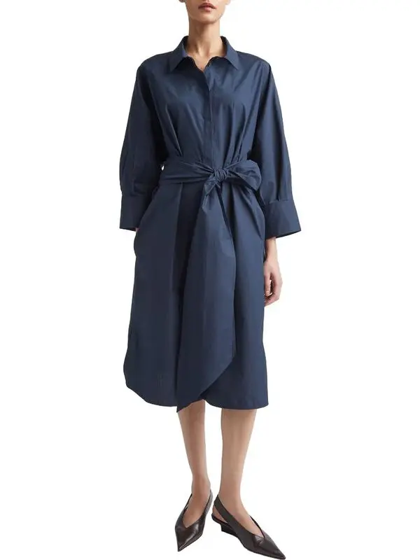 Max Mara Tabata Long Sleeve Shirt Dress - Midnight Blue