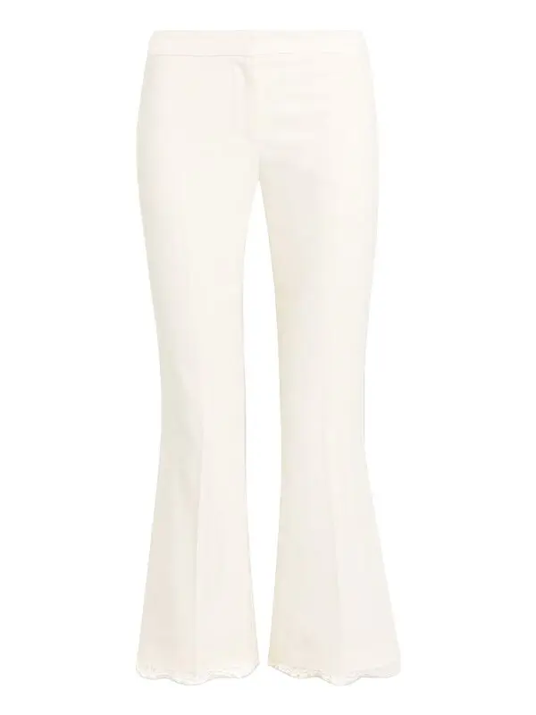 Alexander McQueen Cropped Flared Wool Pants With Lace Trim - Cream
