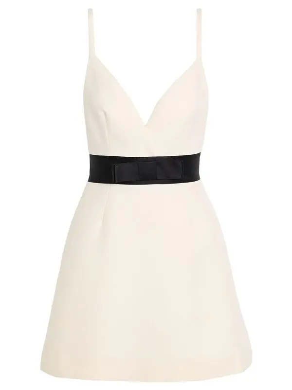Dolce & Gabbana Bow-detailed Wool-blend Twill Mini Dress - Ivory