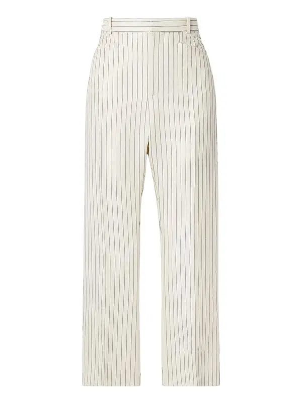 TOM FORD Pinstriped Wool-blend Twill Straight-leg Pants - Ivory