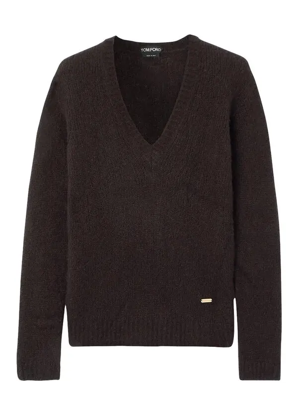 TOM FORD Cashmere And Silk-blend Sweater - Dark Brown