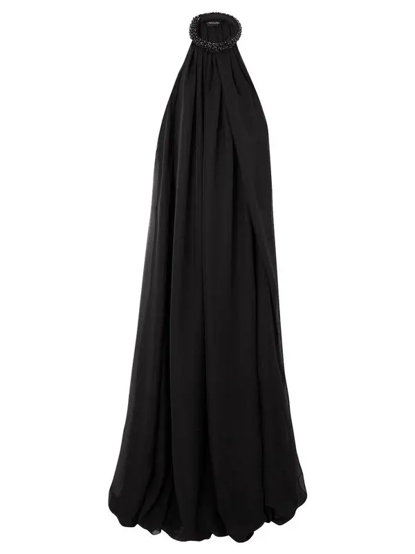 TOM FORD Embellished Silk-chiffon Halterneck Gown - Black