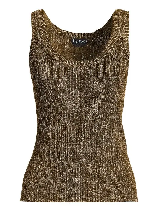 TOM FORD Metallic Ribbed-knit Tank - Gold