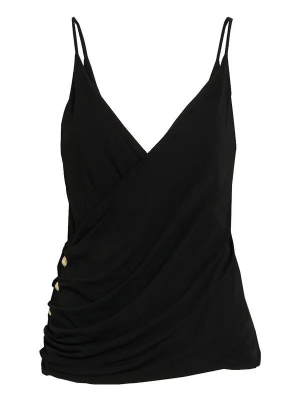 Balmain Ruched Stretch-crepe Camisole - Black