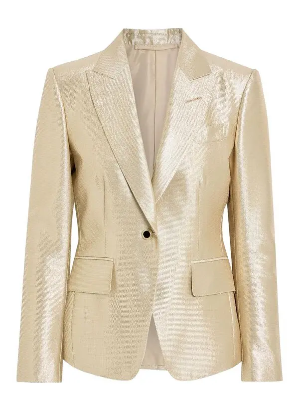 TOM FORD Wool-blend Lamé Blazer - Platinum