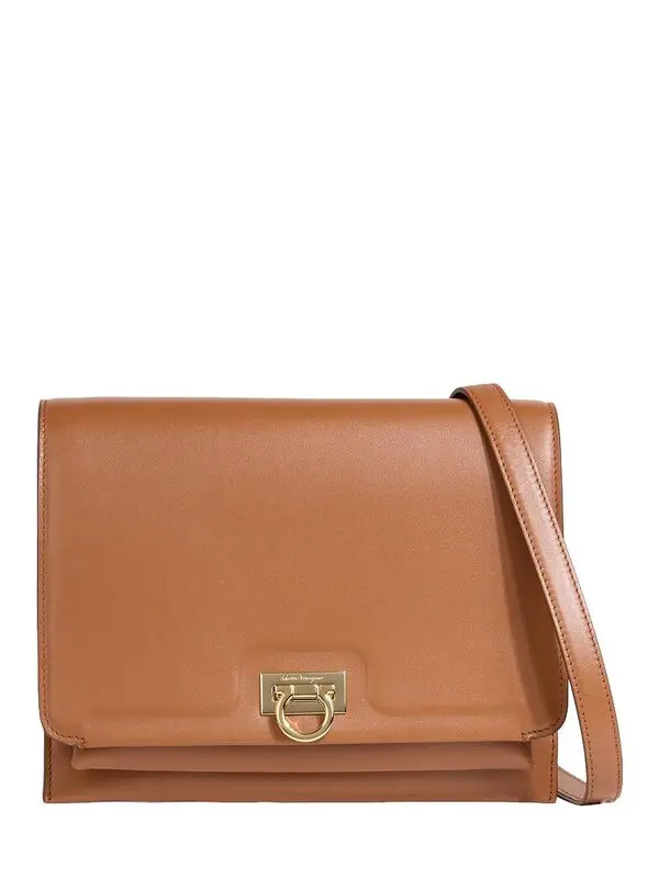 FERRAGAMO Trifolio Leather Shoulder Bag - Tan