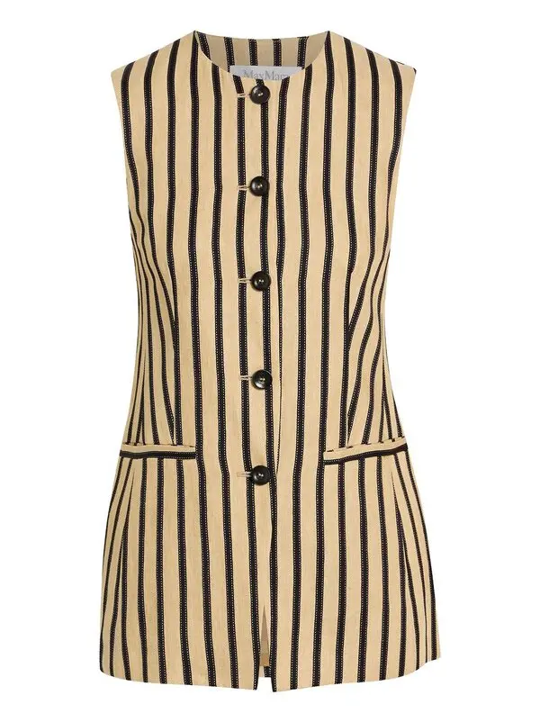 Max Mara Rodeo Striped Linen-blend Vest - Sand
