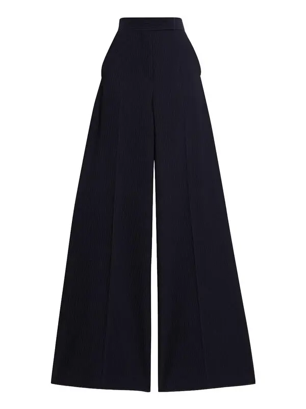 Max Mara Osol Ribbed Wool-blend Wide-leg Pants - Midnight Blue