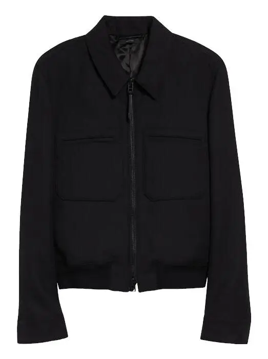 TOM FORD Lacquered Wool & Silk Tricotine Battle Jacket - Black