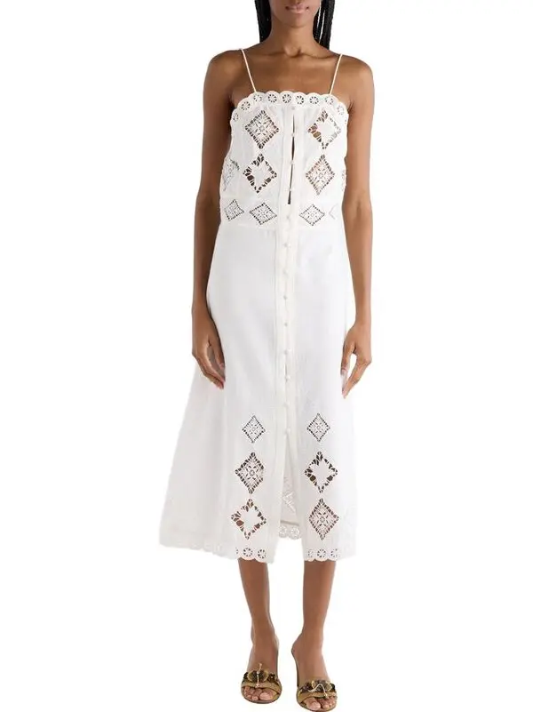 Isabel Marant Nelsane Embroidered Lace Sundress - White