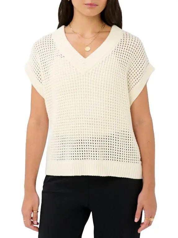 Sweaty Betty Sweater Open Stitch Cotton - Coconut Cream