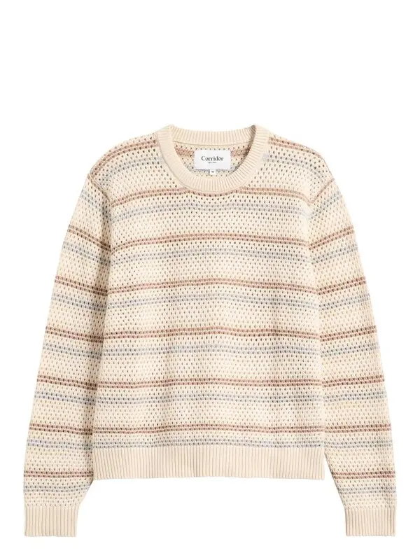 CORRIDOR Stripe Pima Cotton And Linen Sweater - Natural