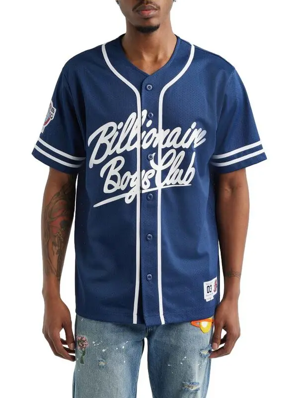 BILLIONAIRE BOYS CLUB Big Chew Baseball Shirt - Blue Depths