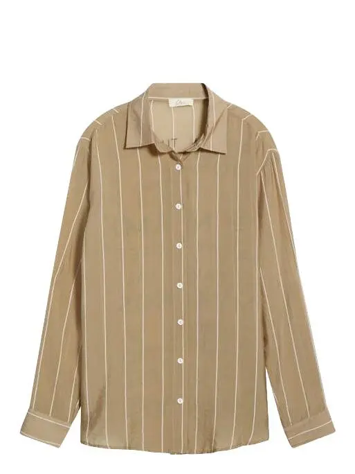 Elan Striped Button-up Shirt - Tan
