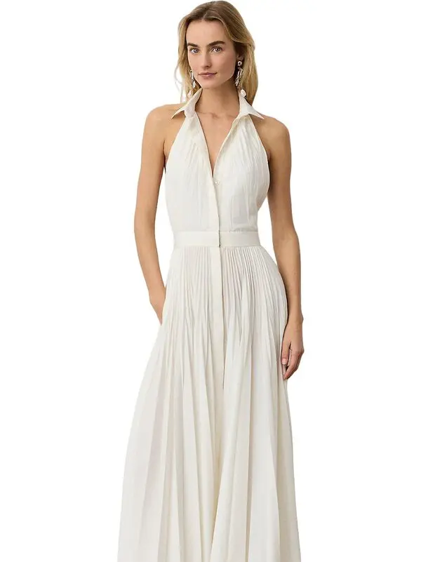 Ralph Lauren Eldred Pleated Day Dress - Cream