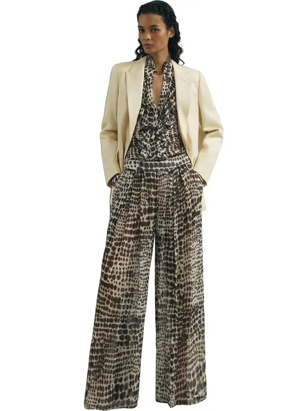 ATELIER Animal-print Wide-leg Trousers - Chocolate