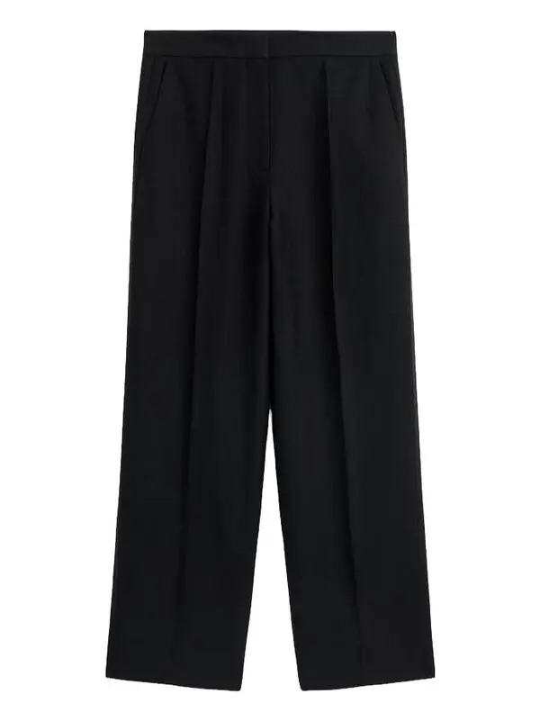 Cos Tailored Linen-blend Straight-leg Pants - Black