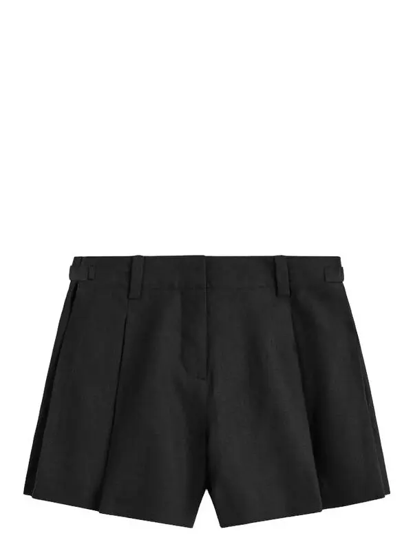 Cos Pleated Belted Linen Shorts - Black