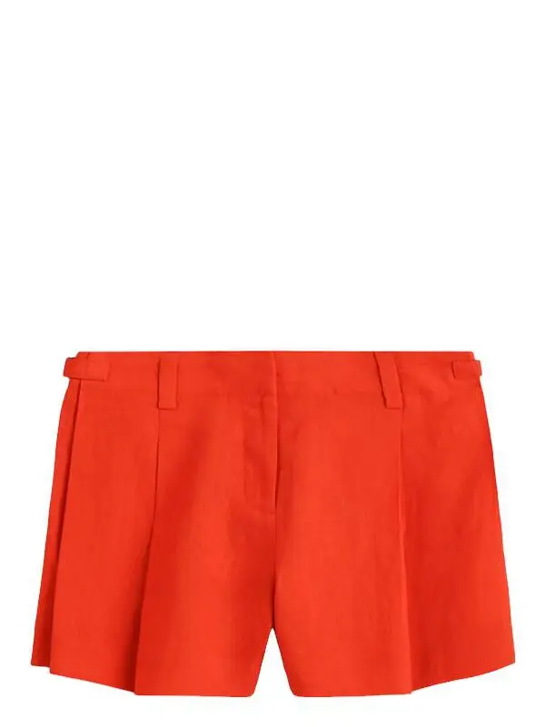 Cos Pleated Belted Linen Shorts - Orange