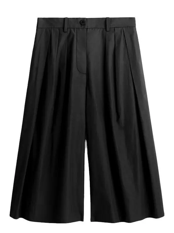 Cos Pleated Cotton Culottes - Black