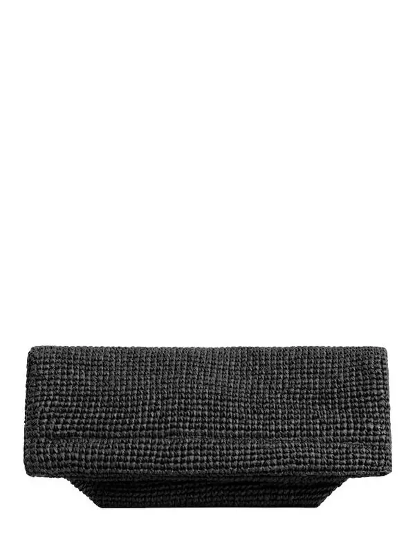 Cos Folded Straw Clutch Bag - Black